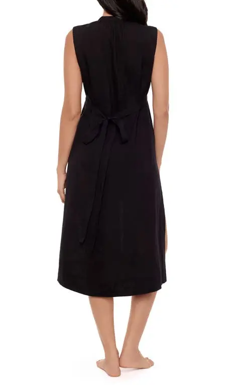 Miraclesuit Pleated Sleeveless Midi Dress - Black