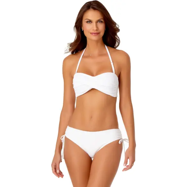 ANNE COLE Twist Bandeau Bikini Top - White