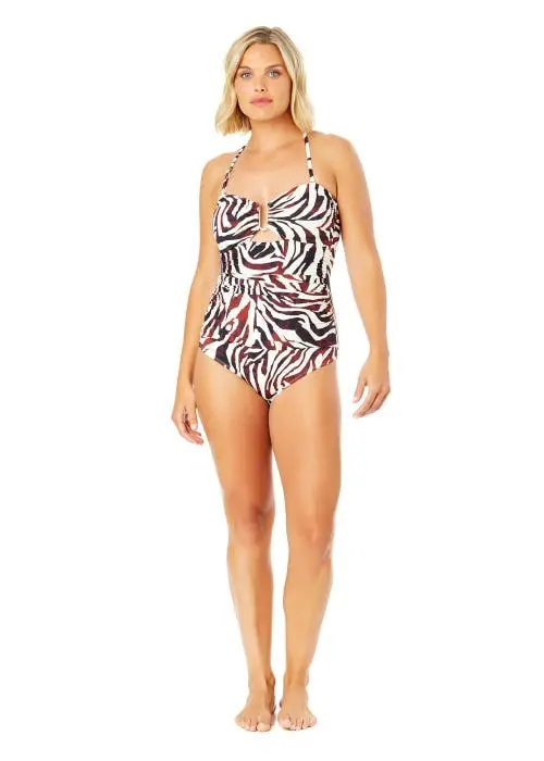 ANNE COLE Ring Front Bandeau One-piece Swimsuit
