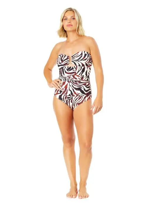 ANNE COLE Ring Front Bandeau One-piece Swimsuit