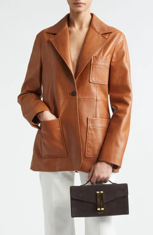DEMELLIER Vancouver Leather Clutch - Dark Chocolate