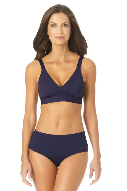ANNE COLE Easy Triangle Bikini Top - Black