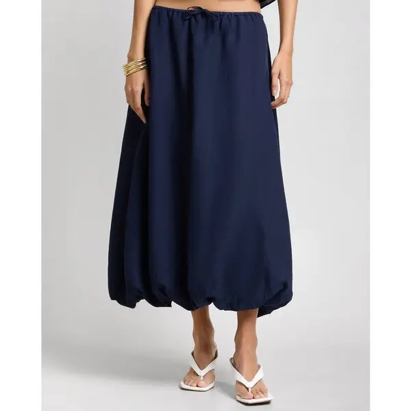 Onia Air Linen Bubble Maxi Skirt - Noir Navy