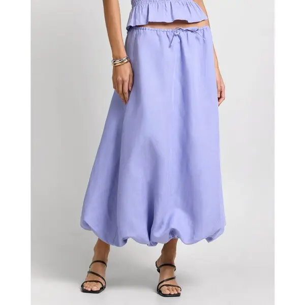Onia Air Linen Bubble Maxi Skirt - Periwinkle