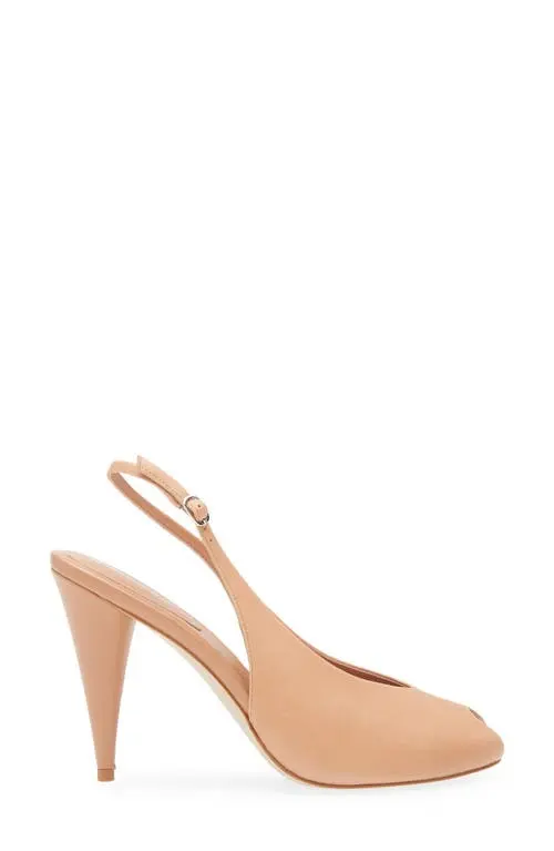 Jeffrey Campbell Snoah Slingback Peep Toe Pumps - Tan
