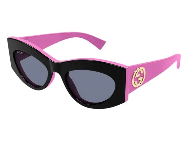 Gucci Cat Eye Sunglasses - Black Fuchsia Pink Grey (gg1843s/005/53)