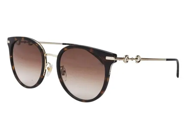 Gucci Round Frame Sunglasses - Havana Gold Brown (gg1015sk/003/56)