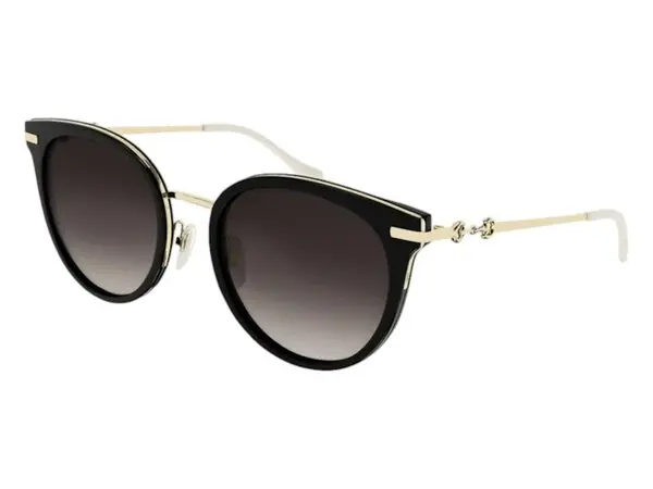 Gucci Round Frame Sunglasses - Black Gold Brown (gg1015sk/004/56)
