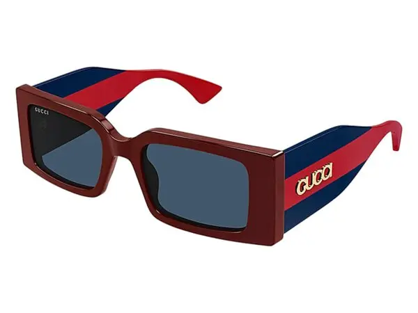 Gucci Rectangle Full Rim Sunglasses - Burgundy Blue (gg1860s/003/52)
