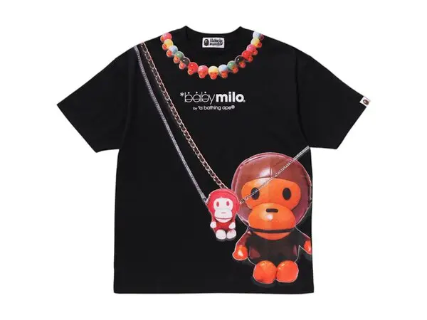 A BATHING APE Baby Milo Print Oversized Tee - Black
