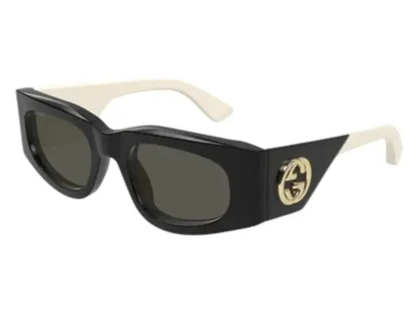 Gucci Rectangle Full Rim Sunglasses - Black Grey (gg1664s/001/51)