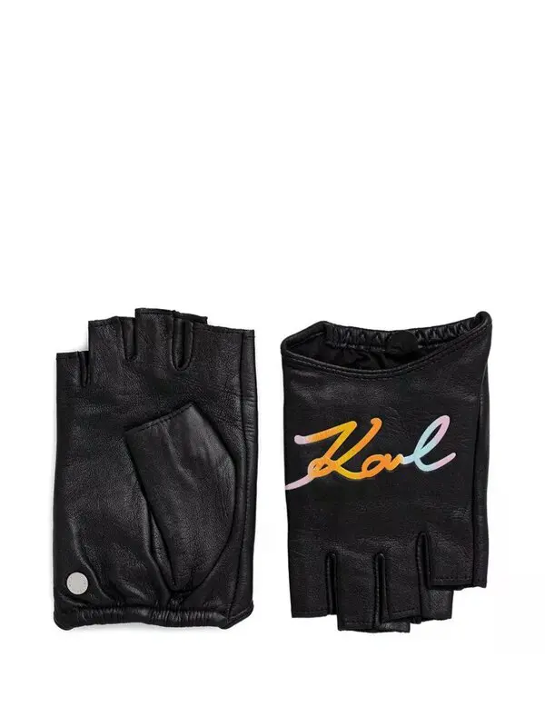 Karl Lagerfeld K/swing Leather Gloves - Black