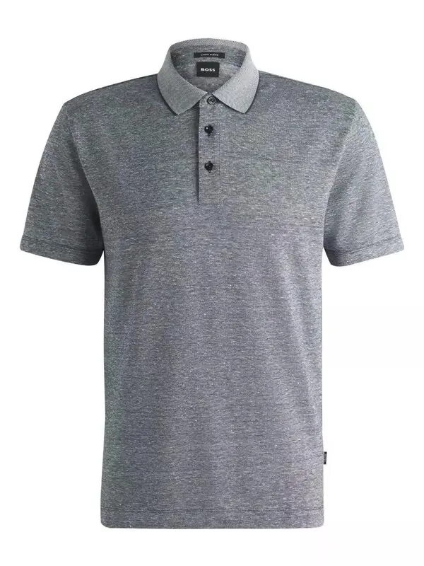 BOSS Linen-blend Polo Shirt - Grey