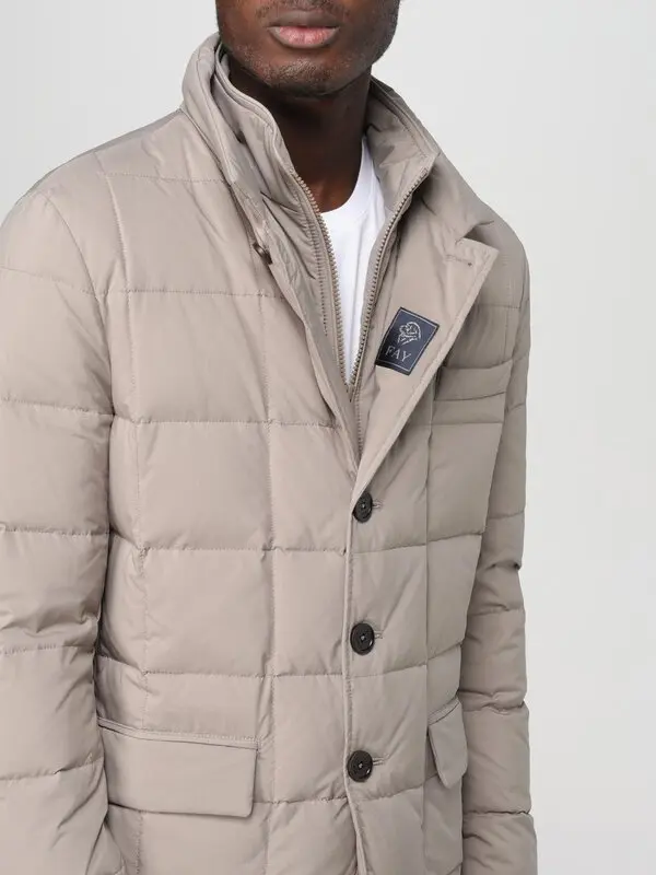 FAY Quilted Jacket With Stand Collar - Beige