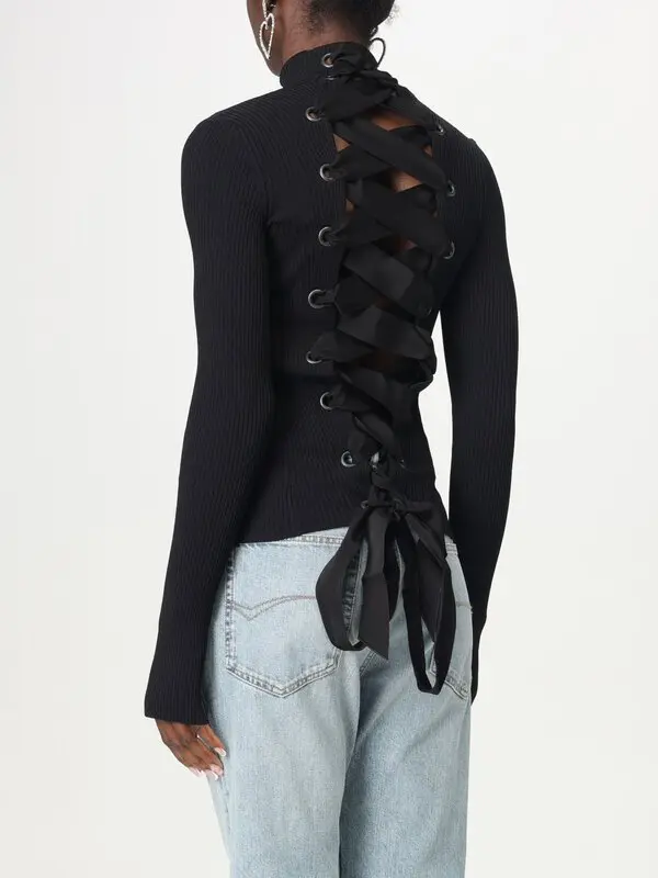 Balenciaga Ribbed Turtleneck Sweater With Back Tie Detail