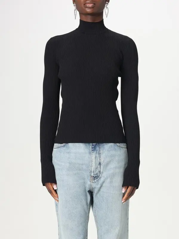 Balenciaga Ribbed Turtleneck Sweater With Back Tie Detail