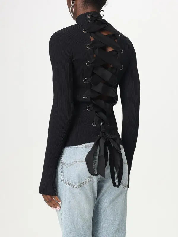 Balenciaga Ribbed Turtleneck Sweater With Back Tie Detail