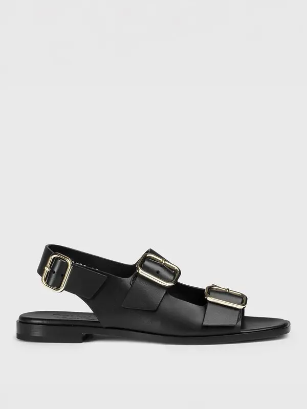DOUCAL'S Leather Slingback Sandals - Black