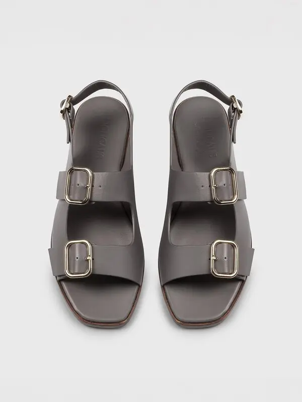 DOUCAL'S Leather Slingback Sandals - Grey
