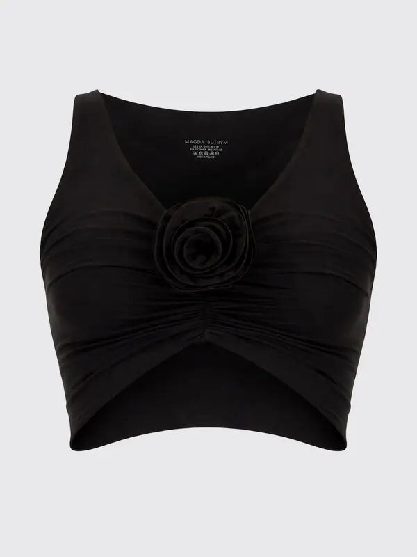 Magda Butrym Cropped Polyamide Top With Flower Appliqu