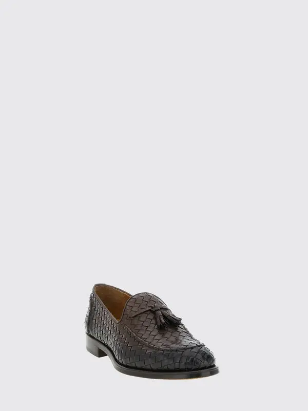 DOUCAL'S Woven Calfskin Leather Loafers With Tassels - Brown
