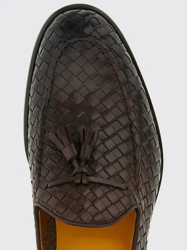 DOUCAL'S Woven Calfskin Leather Loafers With Tassels - Brown