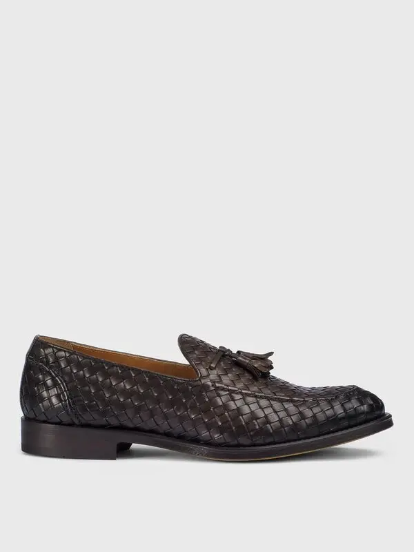 DOUCAL'S Woven Calfskin Leather Loafers With Tassels - Dark