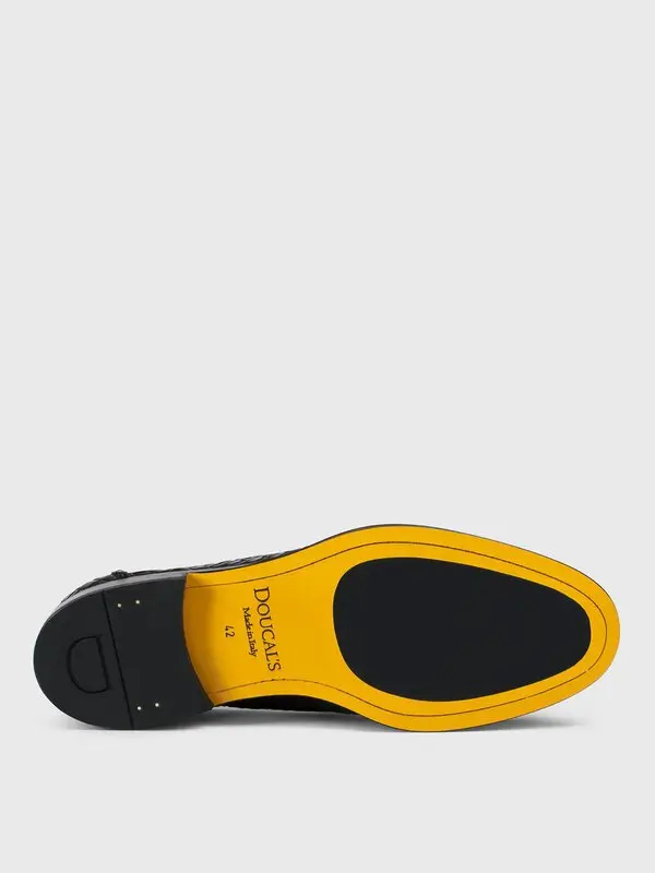 DOUCAL'S Woven Calfskin Leather Loafers - Dark