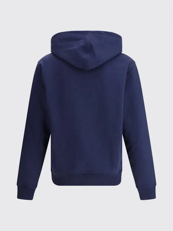 AMI Paris Full Zip Hoodie With Embroidered Logo - Blue
