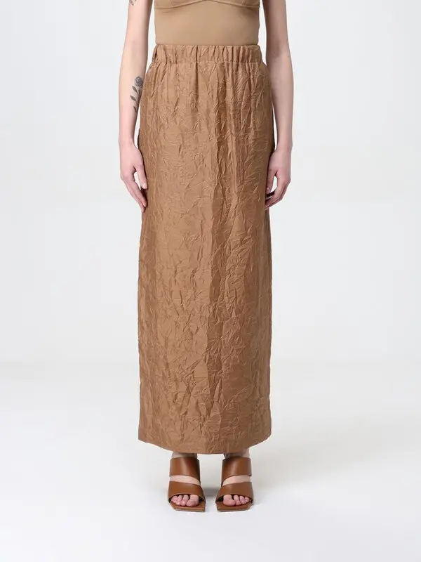 Max Mara Crinkled Maxi Skirt - Brown