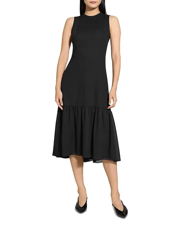 Theory Tie Neck Tiered Midi Dress