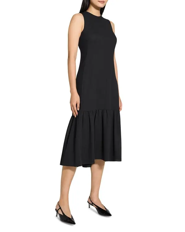 Theory Tie Neck Tiered Midi Dress