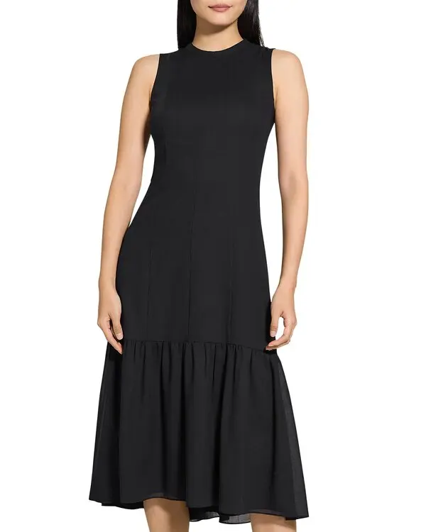 Theory Tie Neck Tiered Midi Dress