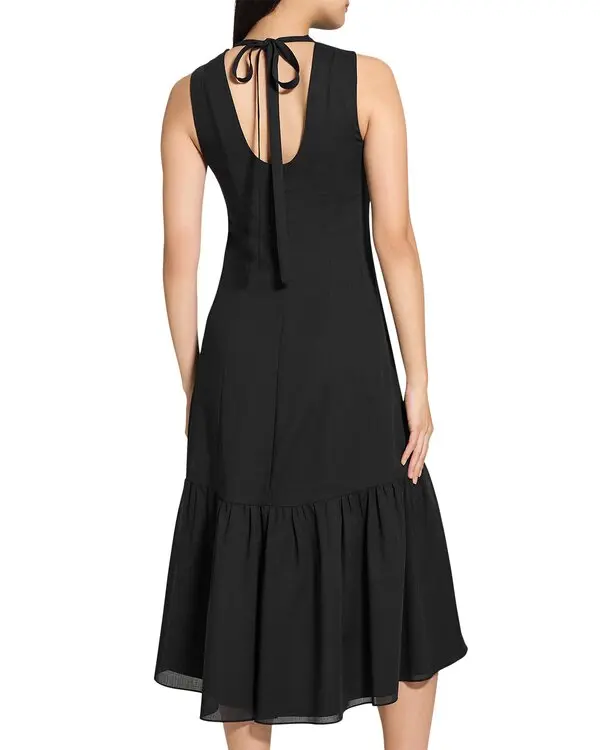 Theory Tie Neck Tiered Midi Dress