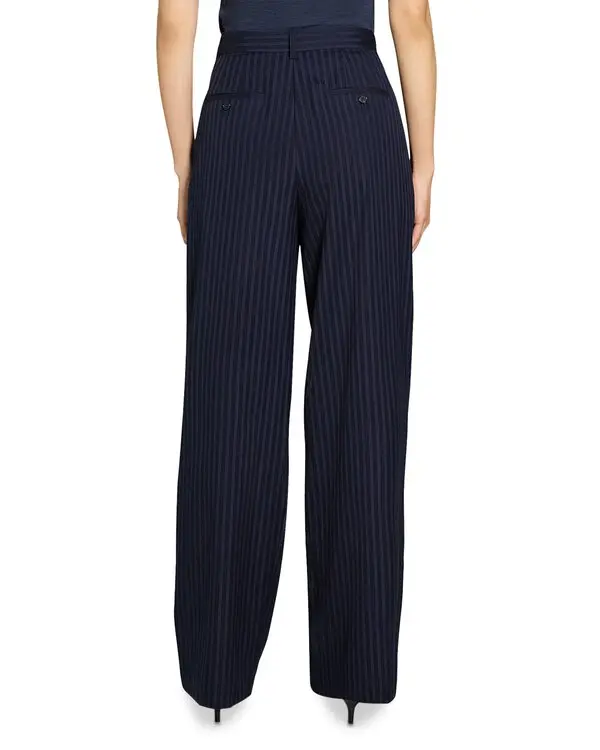 Theory Pleated Wide Leg Trousers - Nocturnal Navy