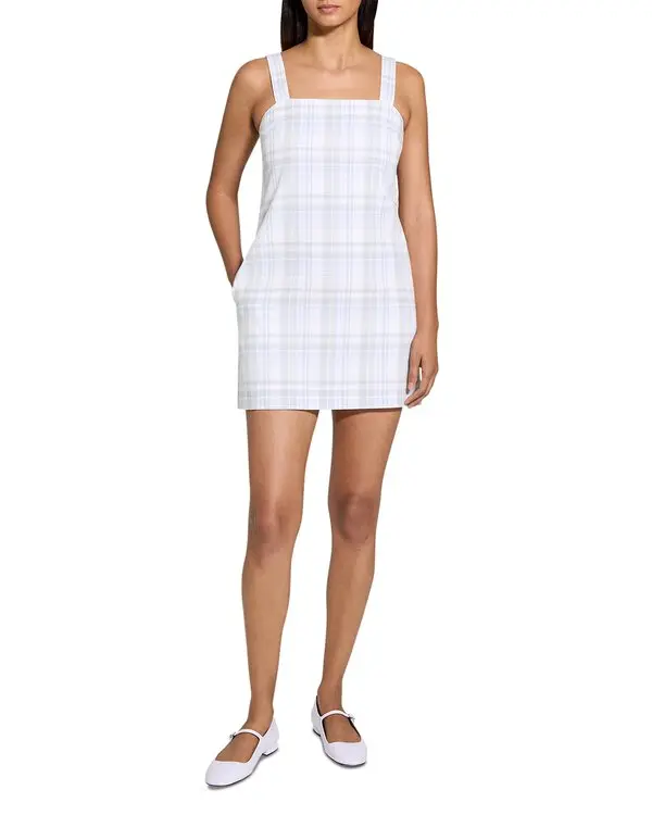 Theory Check Square Neck Mini Dress
