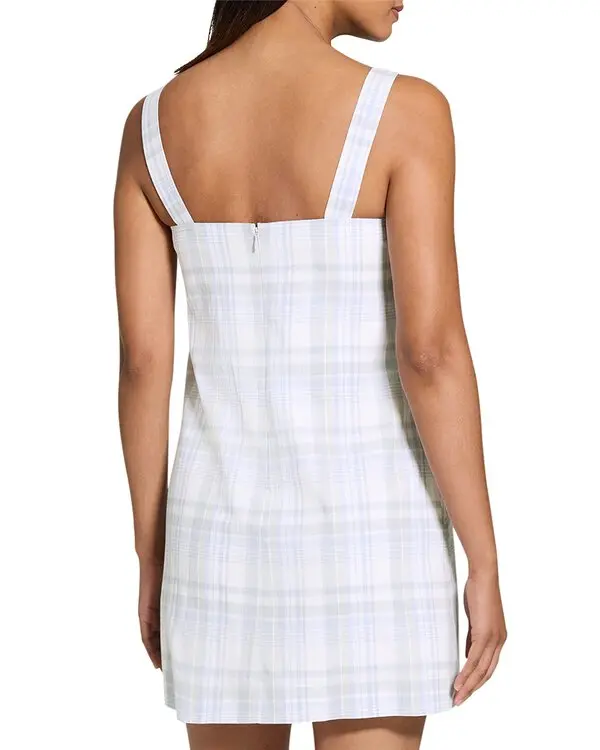 Theory Check Square Neck Mini Dress