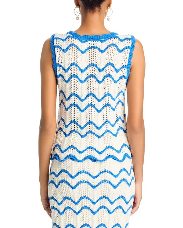 Aqua Zigzag Crochet Knit Tank