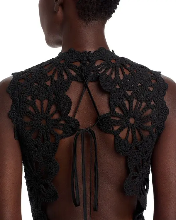 Aqua Crochet Mock Neck Maxi Dress In Black - 65% Off | Editorialist