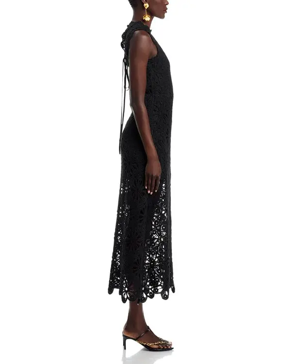 Aqua Crochet Mock Neck Maxi Dress