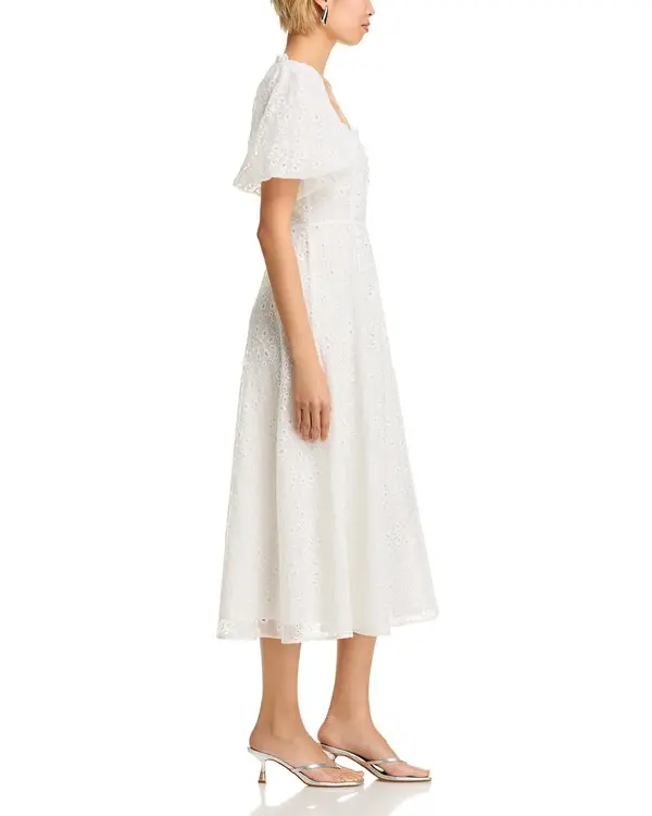 Lace Trim Eyelet Midi Dress