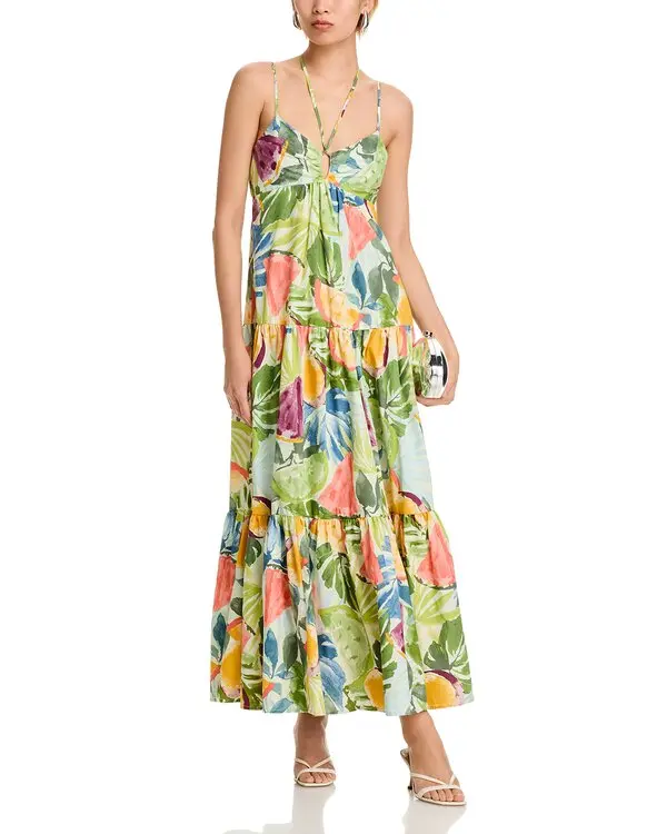 Aqua Printed Tiered Maxi Dress In Orange Multi - 83% Off | Editorialist