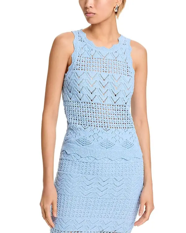Aqua Crocheted Tank Top - Sky Blue