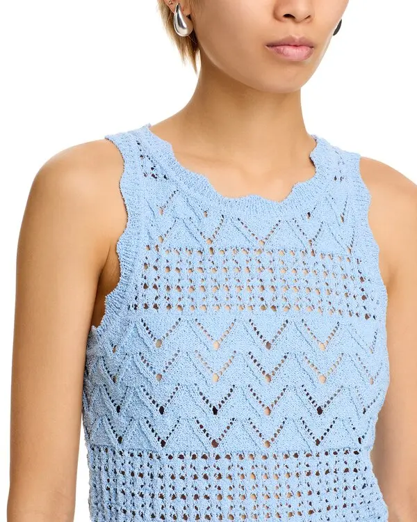 Aqua Crocheted Tank Top - Sky Blue