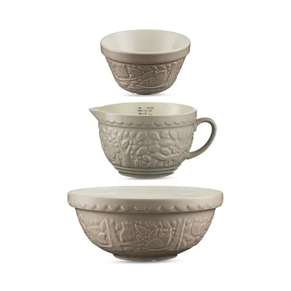 MASON CASH In The Forest Mixing, Measuring And All Purpose Bowl Set Of 3 - Stone