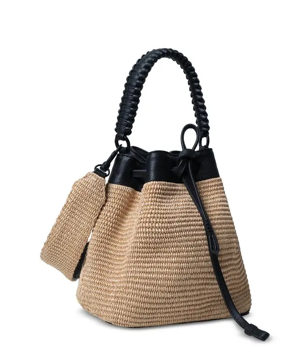 Callista Leather And Straw Bucket Bag