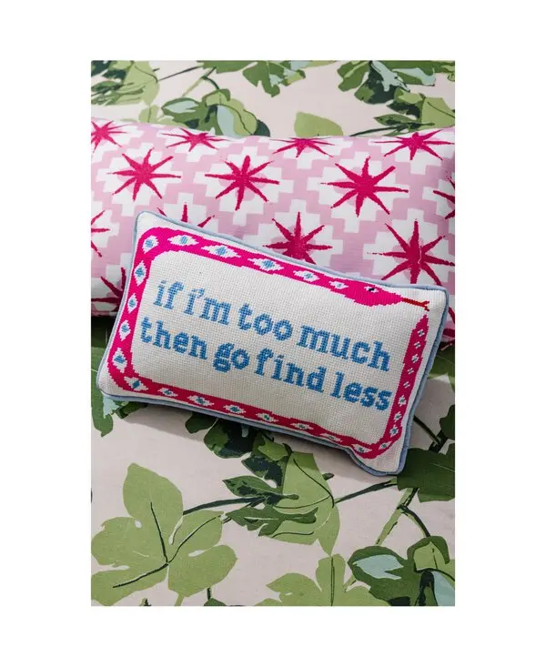 FURBISH Go Find Less Needlepoint Decorative Pillow