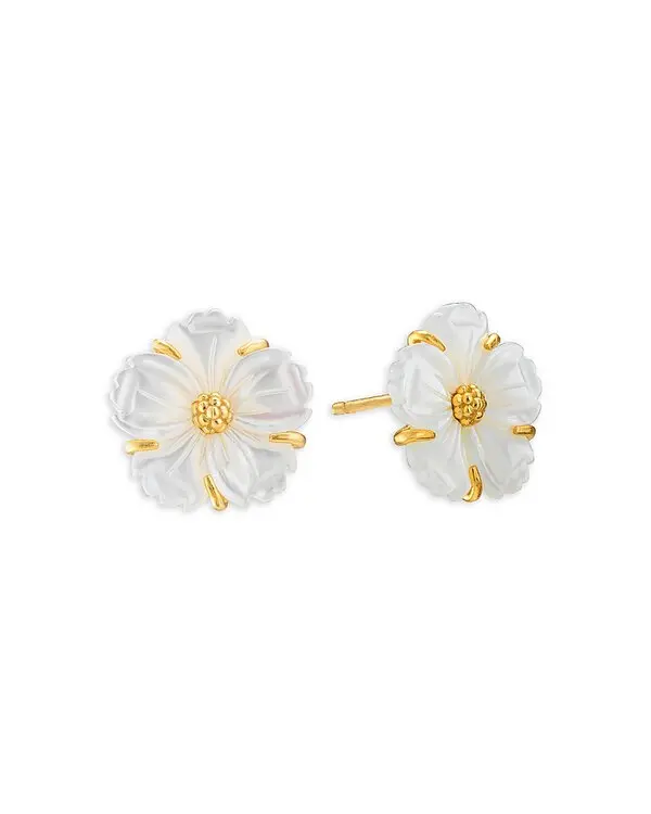 CAPUCINE DE WULF Mermaid Garden Mother Of Pearl Blossom Stud Earrings - White