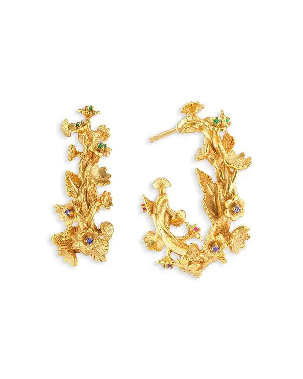 CAPUCINE DE WULF Meadow Pave Flower Hoop Earrings - Gold