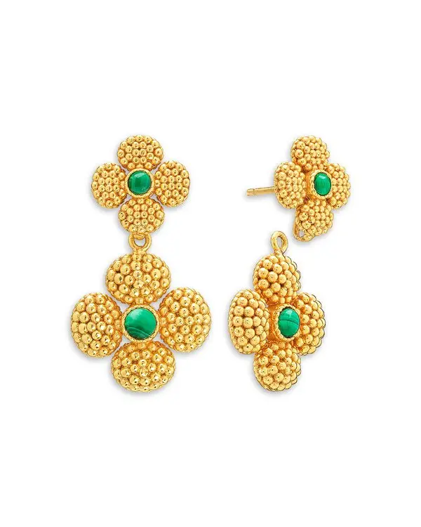 CAPUCINE DE WULF Convertible Clover Stud Earrings - Malachite